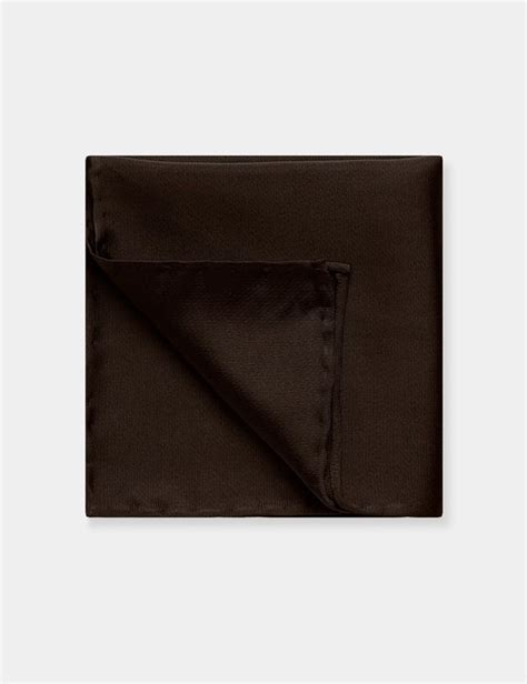 Mens Chocolate Brown Plain Silk Pocket Square Hawes And Curtis