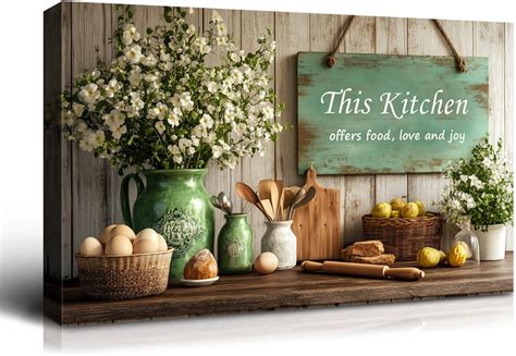 Wewejia Rustic Kitchen Canvas Wall Art 18x12 Inch Vintage Farmhouse This Kitchen