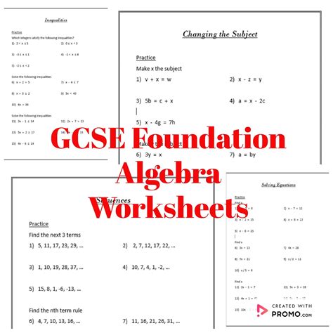 Gcse Algebra Worksheets Practice And Exam Questions With Answers