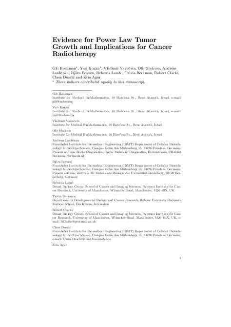 Pdf Evidence For Power Law Tumor Growth And Implications For Cancer