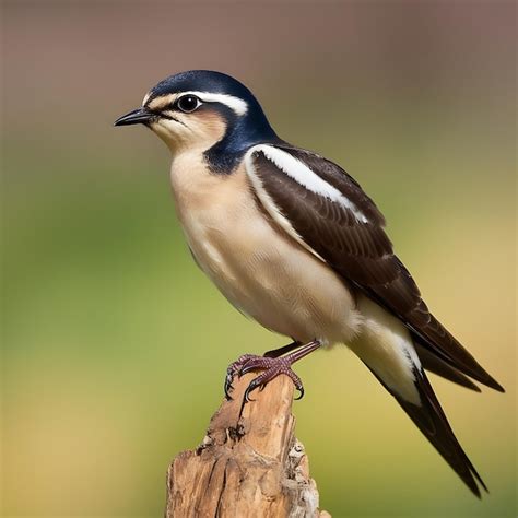 A Bird Swift Is Perched On A Branch With A Green Background Premium