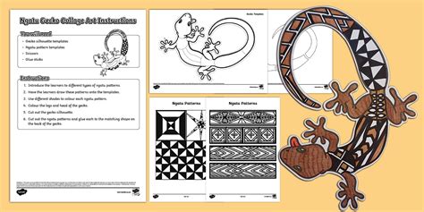 Ngatu Gecko Collage Art Professor Feito Twinkl
