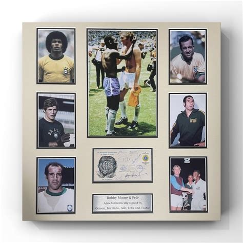 Bobby Moore Pele And Five Brazillian Legends Signed Diplay Charitystars