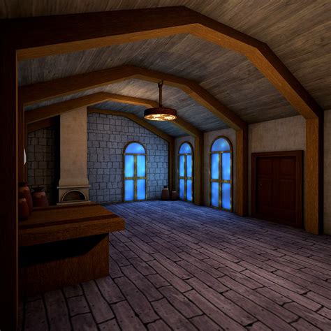 Medieval Interior Low Poly 3d Model