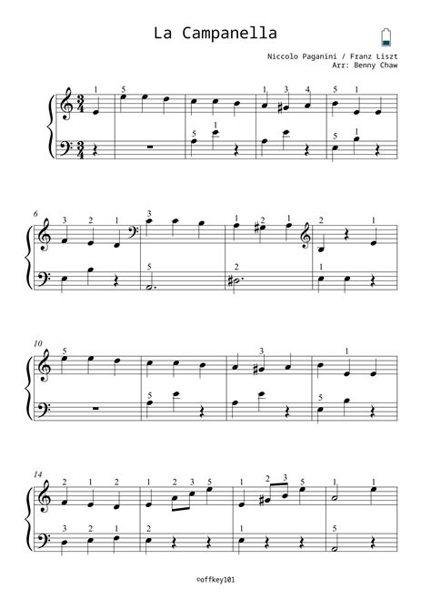 La Campanella Niccolo Paganini Franz Liszt Arr Benny Chaw By
