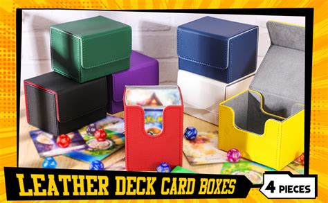4 Pieces Leather Deck Card Boxes Cards Deck Box For Collectible Playing