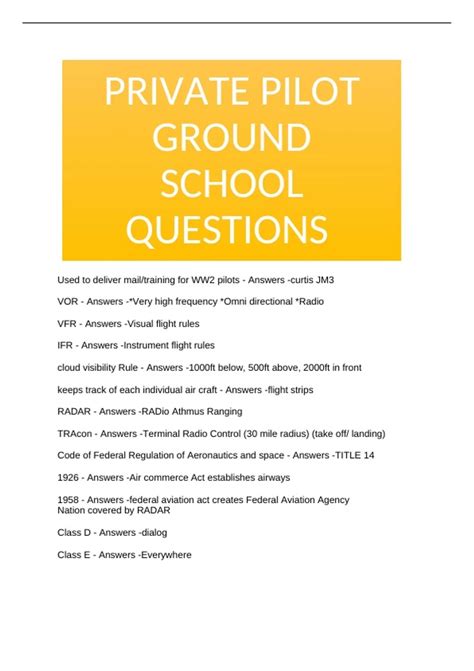 Private Pilot Ground School Questions Private Pilot Ground School