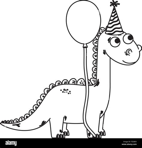 Cute Diplodocus With Balloon Helium Stock Vector Image And Art Alamy