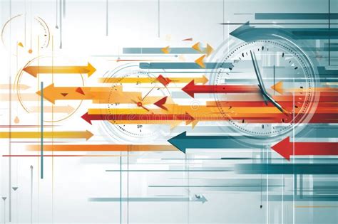 Visual Representation Of Productivity Concept Featuring A Clock And Dynamic Arrows Symbolizing