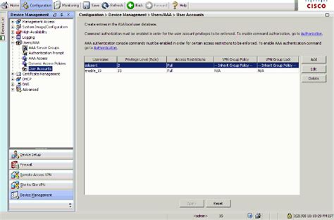 pix asa 7 x ssh telnet on the inside and outside interface