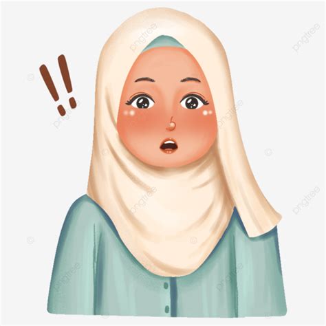 히잡을 쓴 소녀의 놀란 표정을 그린 그림 히잡 소녀 삽화 소녀 그림 놀란 PNG 일러스트 및 PSD 이미지 무료 다운로드 Pngtree