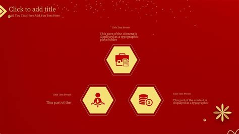 Red Background With Three Hexagonal Icons Diagram Google Slide Theme And Powerpoint Template