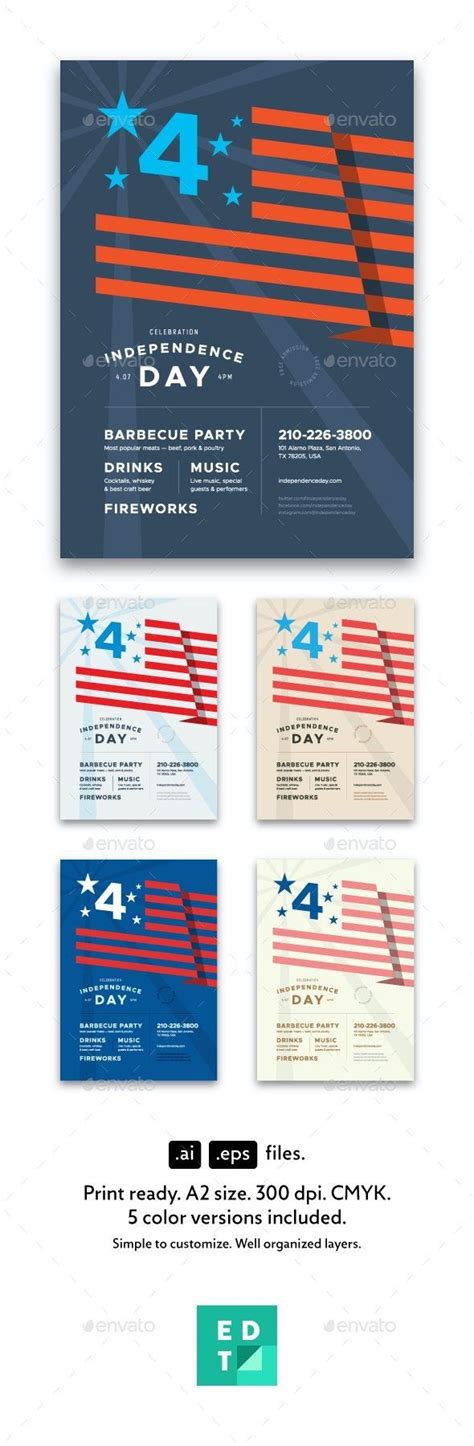 4th Of July Poster Template With American Flag Design
