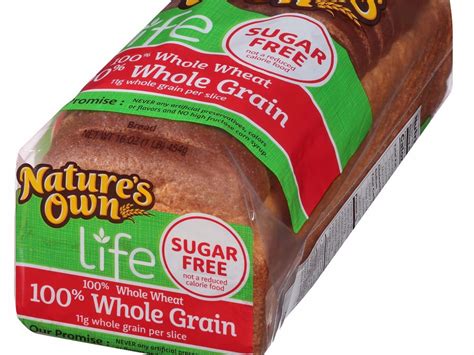 2 Slice Of Natures Own 100 Whole Grain Sugar Free Bread Nutrition