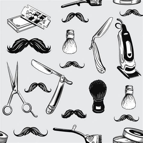 Premium Vector Barber Pattern Template Classic Tools Elements Vector