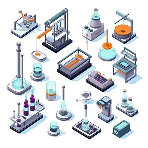 Premium Vector Isometric Vector Lab Instruments On White Background