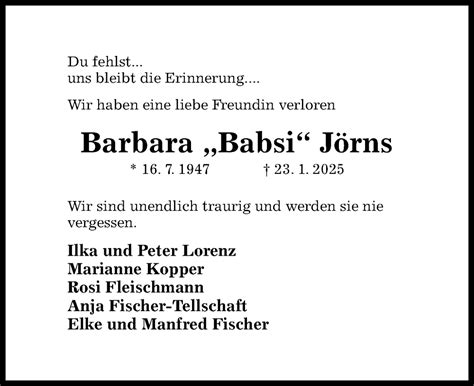 Traueranzeigen Von Barbara Jörns Trauerportal Hildesheimer Allgemeine Zeitung
