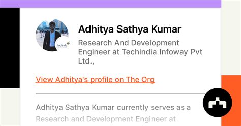 Adhitya Sathya Kumar Research And Development Engineer At Techindia