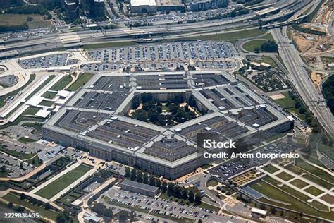 Aerial View Of The Pentagon Complex With Surrounding Roads Parking And