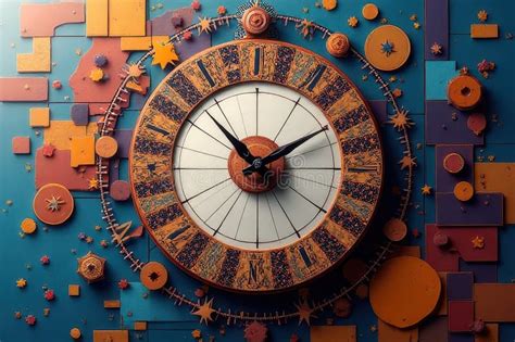 Striking Abstract Art Clock In Vibrant Colors Stock Illustration