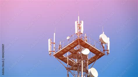 Communication Tower Close Up Telecommunications Base Station Tower