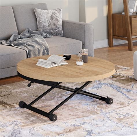 Mesa De Centro Extensible Convertible En Mesa De Comedor Redonda