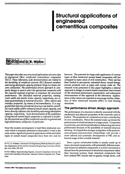 Pdf Structural Applications Of Engineered Cementitious Composites