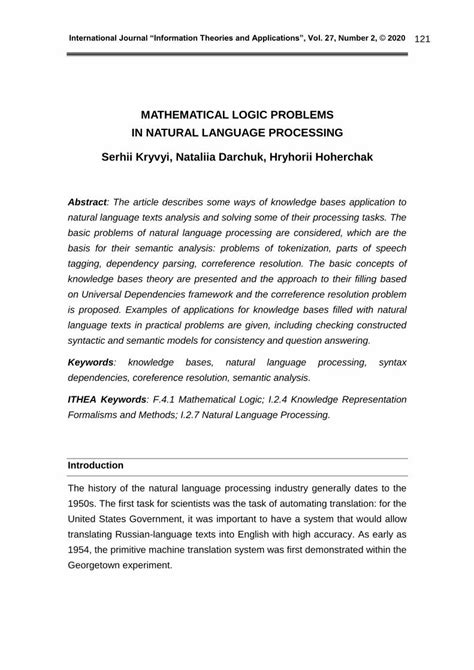Pdf Mathematical Logic Problems In Natural Language Processing Dokumentips