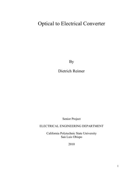 Optical To Electrical Converter