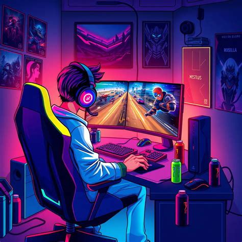 Enthusiastic Gamer Anime Style Illustration