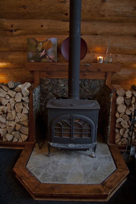 Custom Log Home Interior Photos Wood Burning Stove Wood Stove Hearth