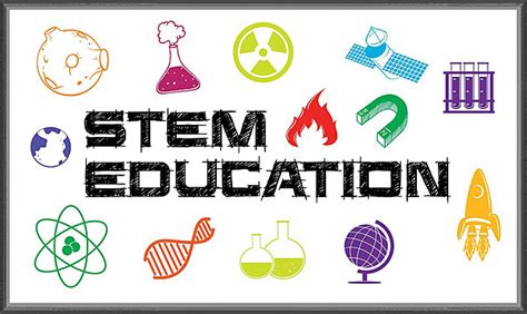 Poster Design For Stem Education Beakers Picture Microscope Vector