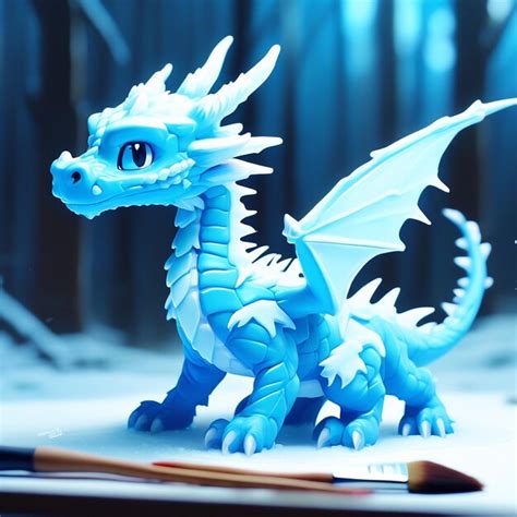 Premium Photo Illustration Of A Cute Little Ice Dragon