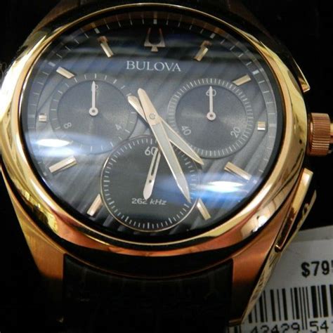 Once Worn Bulova Mens Curv Rose Gold Tone 45mm Chronograph Watch