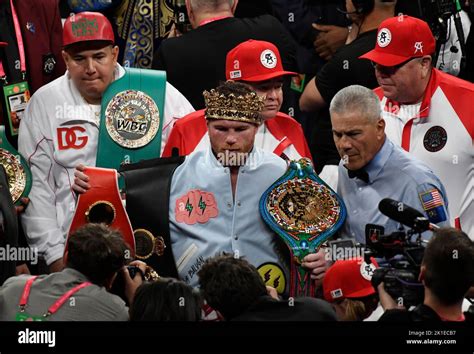 Las Vegas Nevada Usa 17th Sep 2022 Canelo Alvarez Holds His Belts