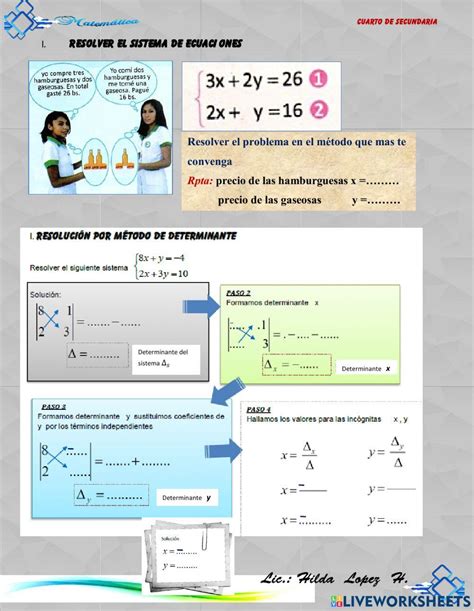 Sistema De Ecuaciones Online Exercise For 4to Live Worksheets