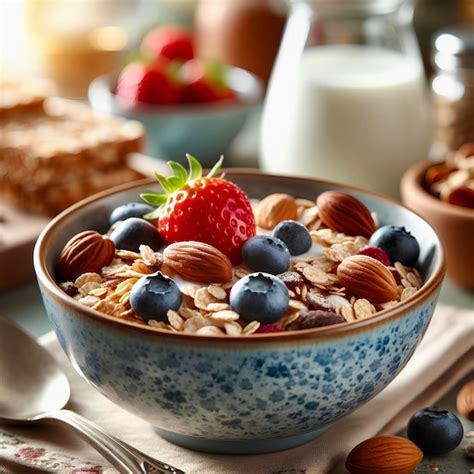 Premium Photo Healthy Muesli With Milk In A Deep Bowl