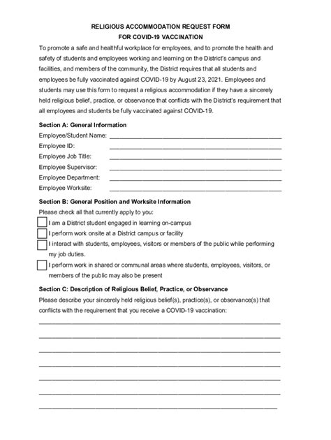 Fillable Online Religious Accommodation Request Form Fax Email Print Pdffiller