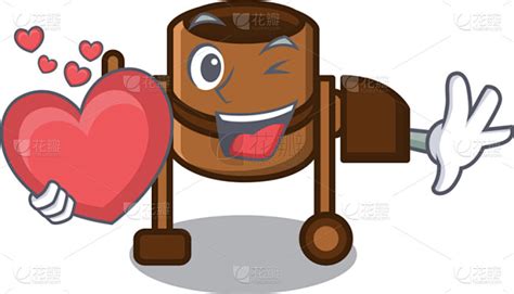 吉祥物水泥搅拌车卡通心型可爱的浪漫建筑承包商建筑业设备用品爱