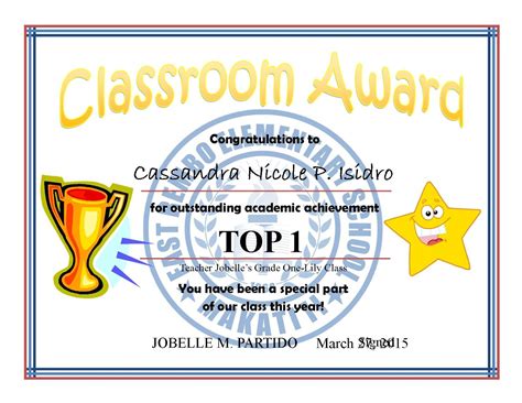 Classroom Award List At Timothy Jeffords Blog