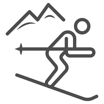 Yokuş Aşağı Kayak Hattı Simgesi Kış Sporları Konsepti Beyaz Arka Plan Üzerinde Kar Kayağı