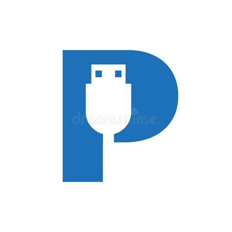 Initial Letter P Usb Symbol Design Computer Connection Usb Cable Icon