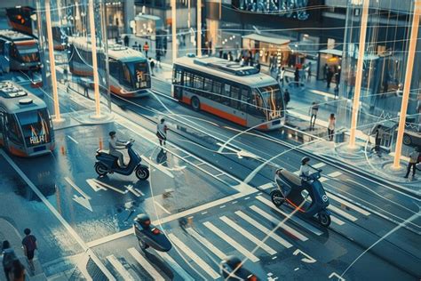 Les Systèmes De Transport Avancés De La Mobilité Urbaine Du Futur Image Premium Générée à Base