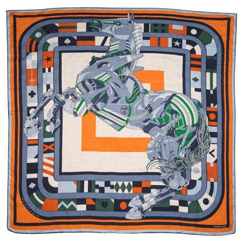 Hermes New Space Derby Silk Scarf For Sale At 1stdibs