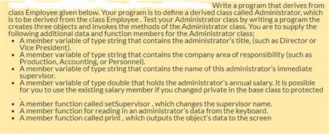 solved write a program that derives from class employee
