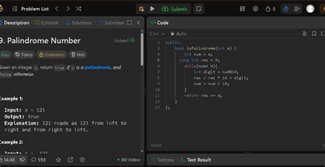 Dsa Palindromenumber Leetcode Problemsolving Cplusplus