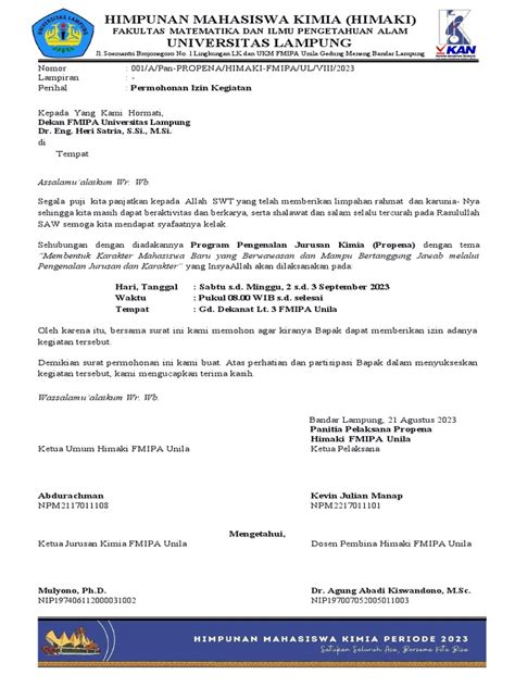 001 A Propena Permohonan Izin Kegiatan Pdf Kesehatan Holistik