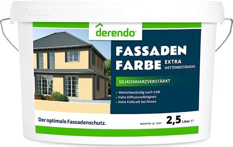 Derendo Fassadenfarbe Gelb 25l Mit Extra Hohem Wetterschutz Matte