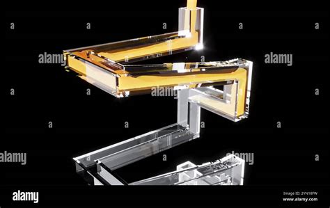 Yellow Liquid Flow Inside Rectangle Glass Tube Super Slow Motion 3d