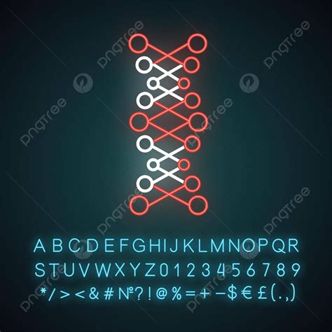 Neon Dna Icon With Alphabet And Symbols Genetics Illustration Gene Vector Genetics